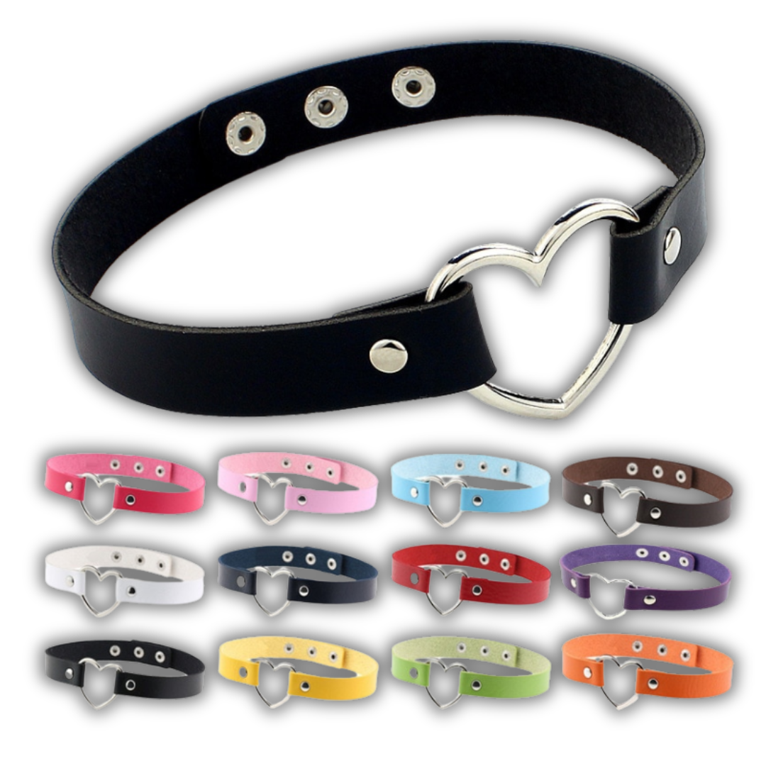 Heart Buckled Leather Choker - Femzai – Femzai®