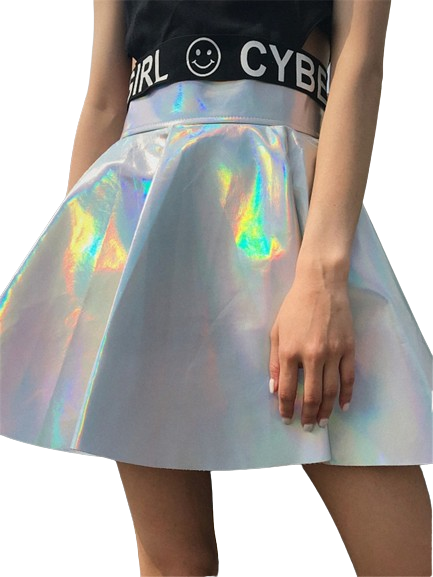 Femzai Holographic Skirt (White/Pink) - Femzai