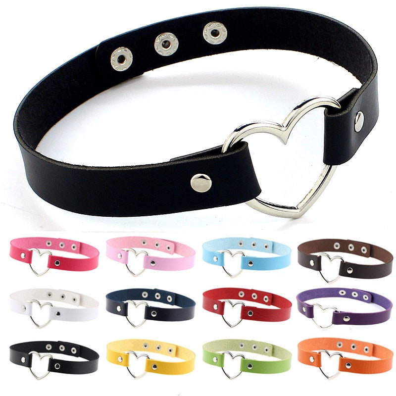 Heart Buckled Leather Choker - Femzai– Femboy Kleidung